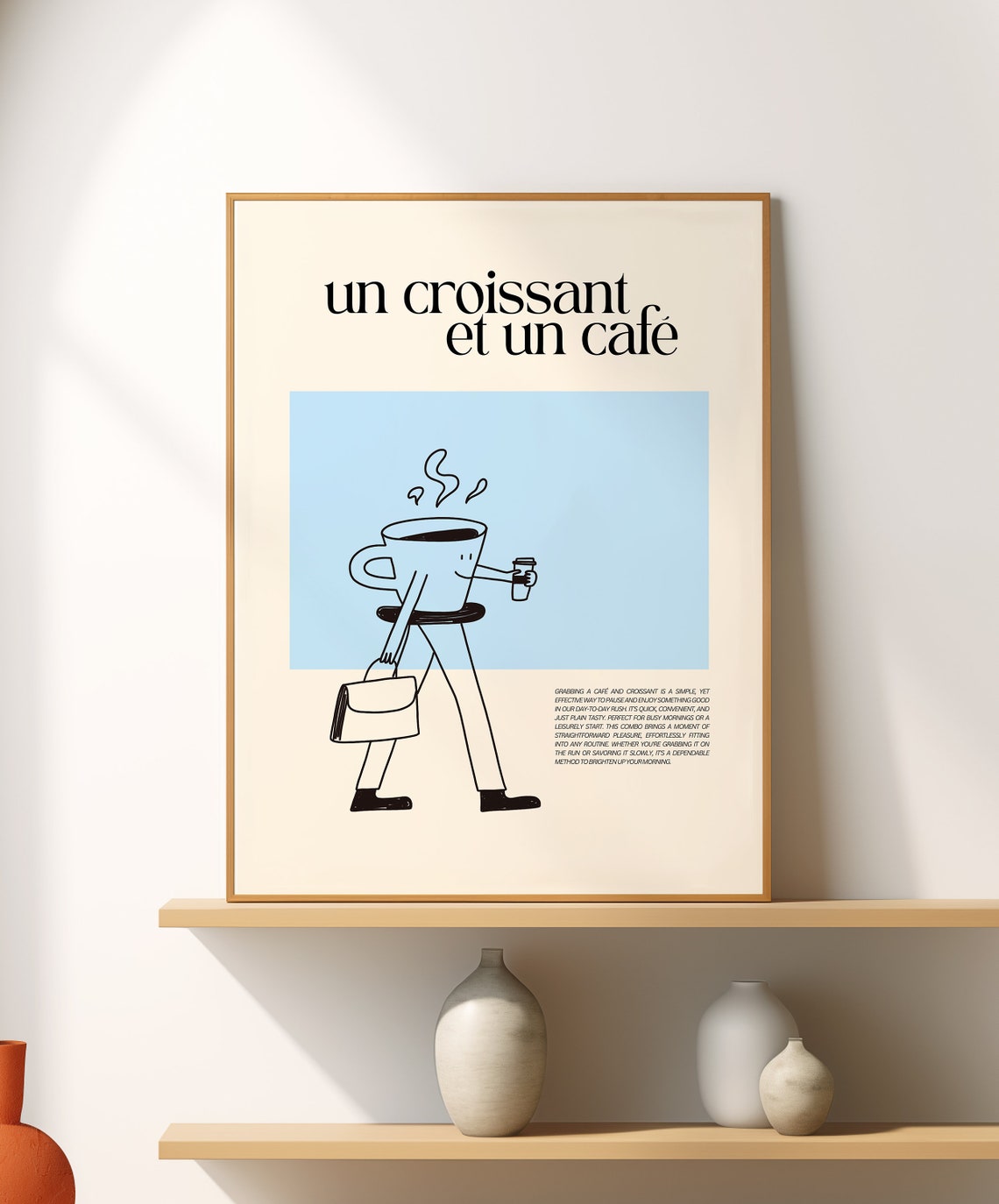 Artful French Coffee Station Poster - Un Café Et Un Croissant Art Print ...