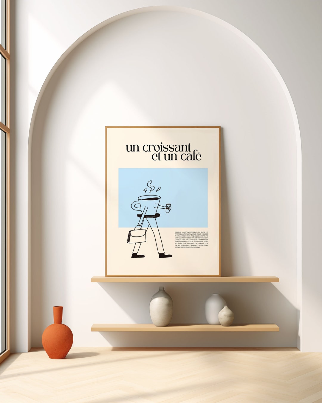 Artful French Coffee Station Poster - Un Café Et Un Croissant Art Print ...