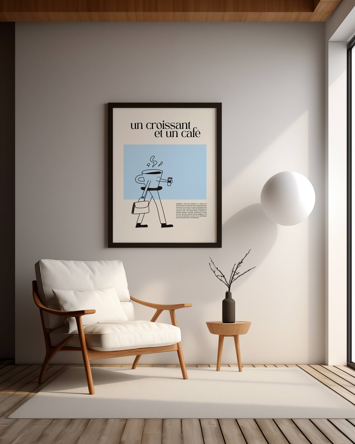 Artful French Coffee Station Poster - Un Café Et Un Croissant Art Print ...