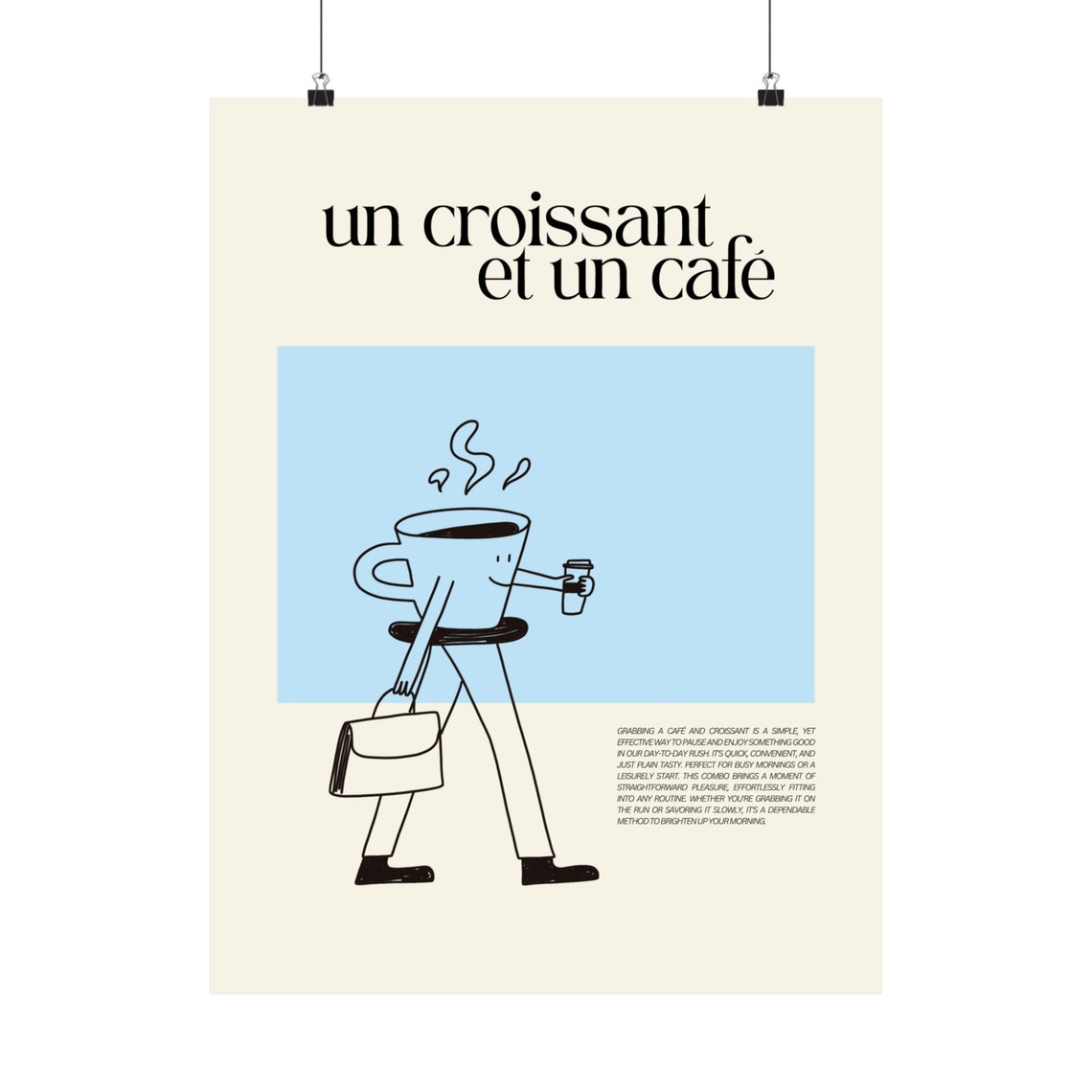 Artful French Coffee Station Poster - Un Café Et Un Croissant Art Print ...