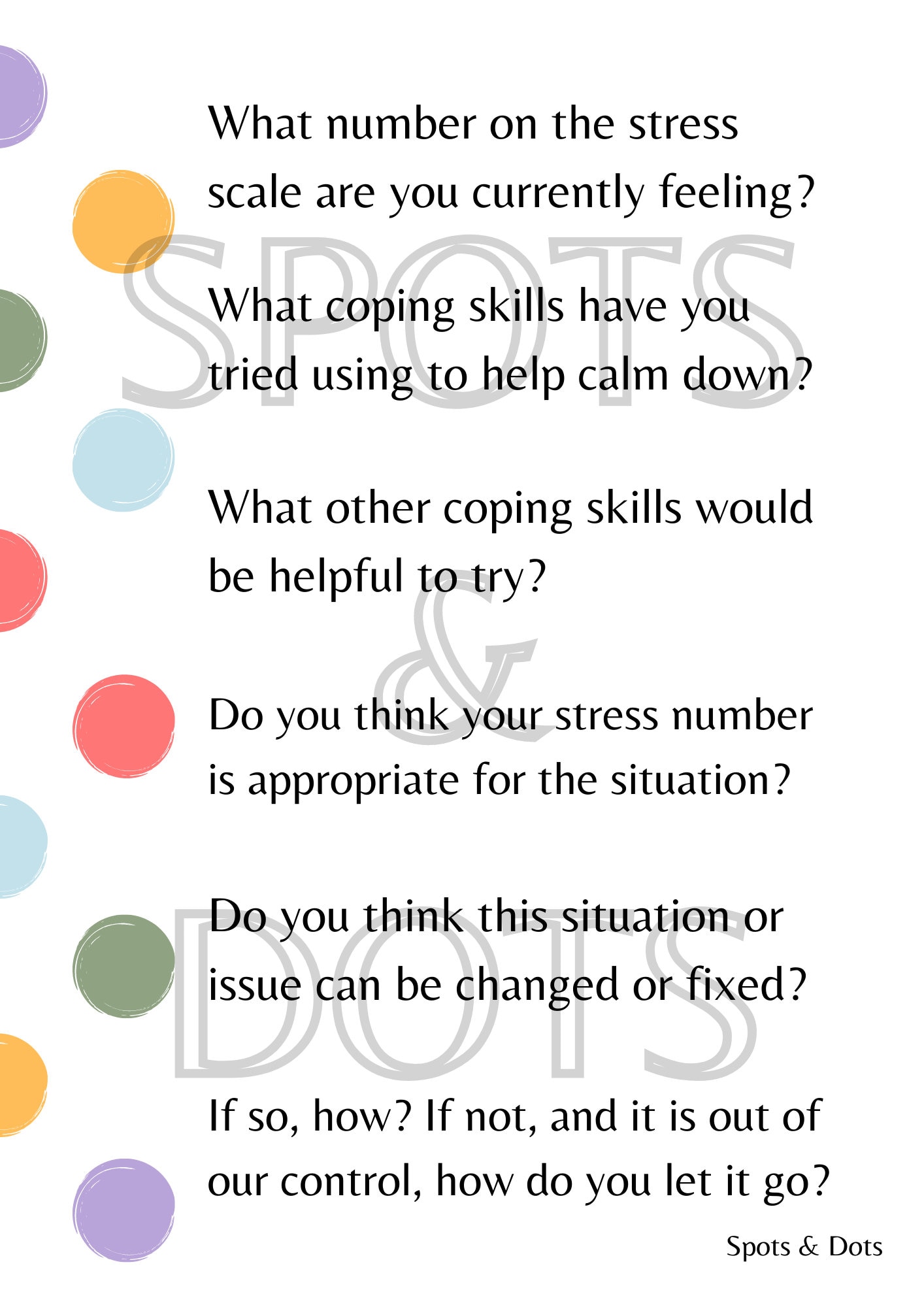 Stress Scale Worksheet - Etsy