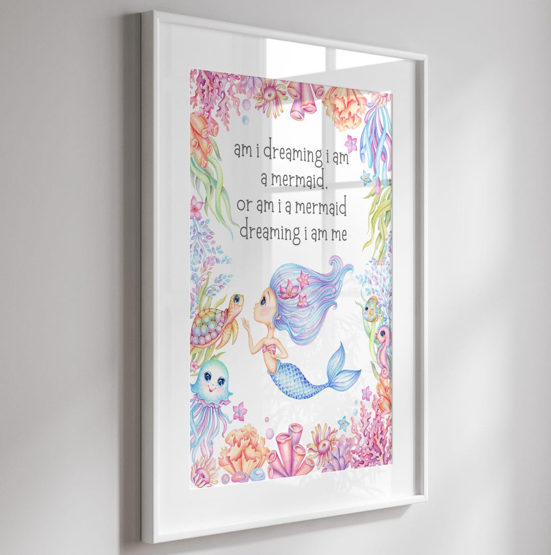 Whimsical Mermaid Print, Mermaid Rhyme, Nursery Decor, Ocean Themed ...
