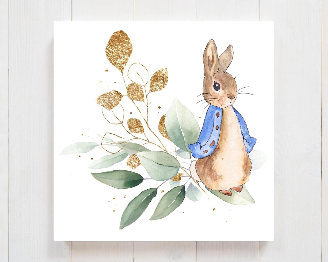 Instant Download, PNG, Peter Rabbit, Green and Gold Botanicals, Clip ...