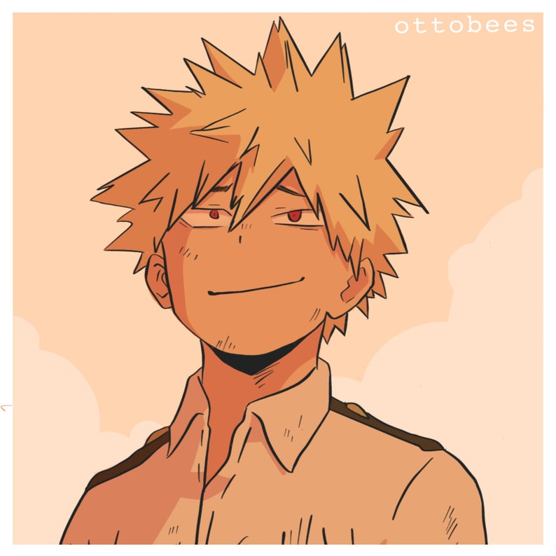 My hero academia bakugou smiling print | Etsy