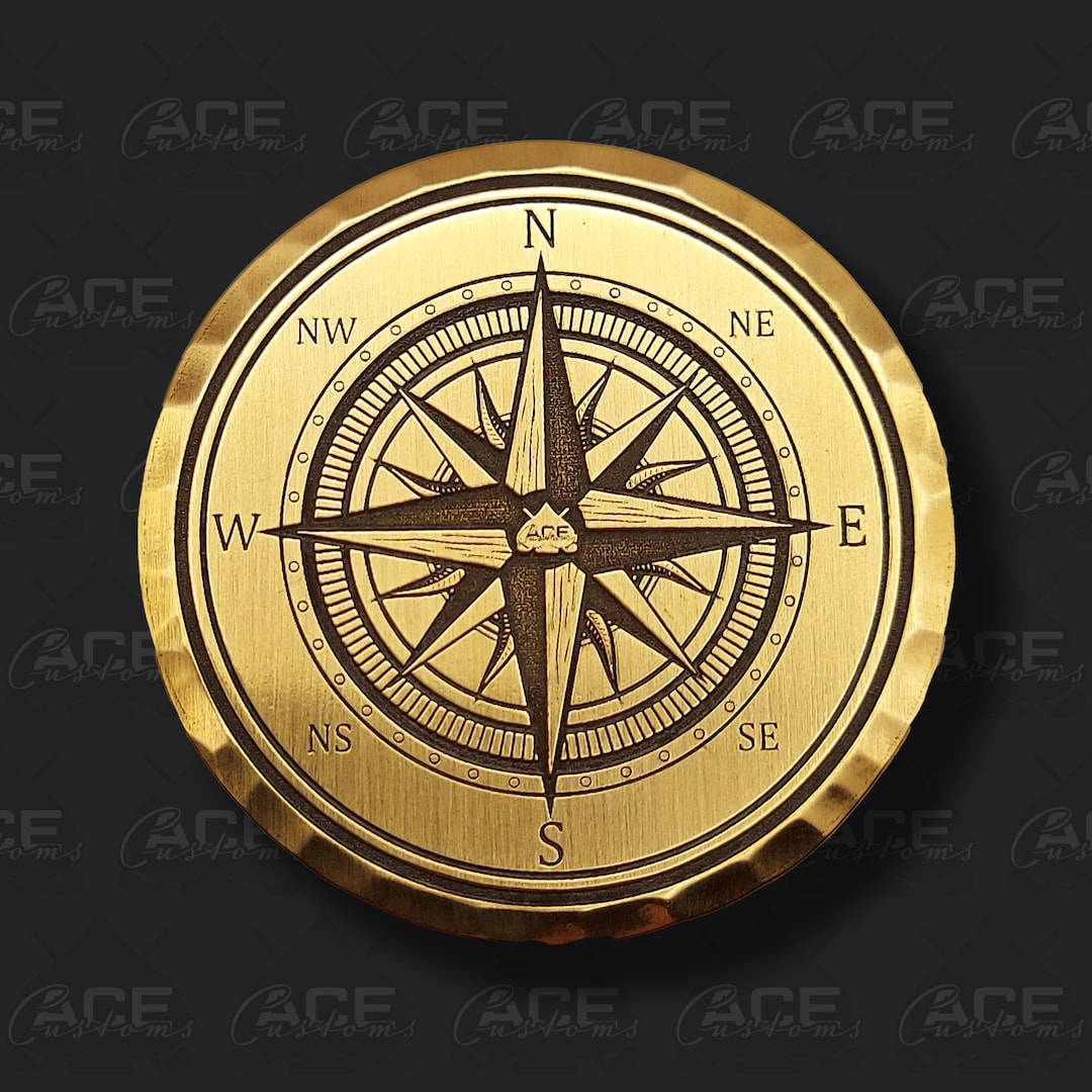 Handmade Brass Golf Ball Marker: Compass & Math Design - Etsy