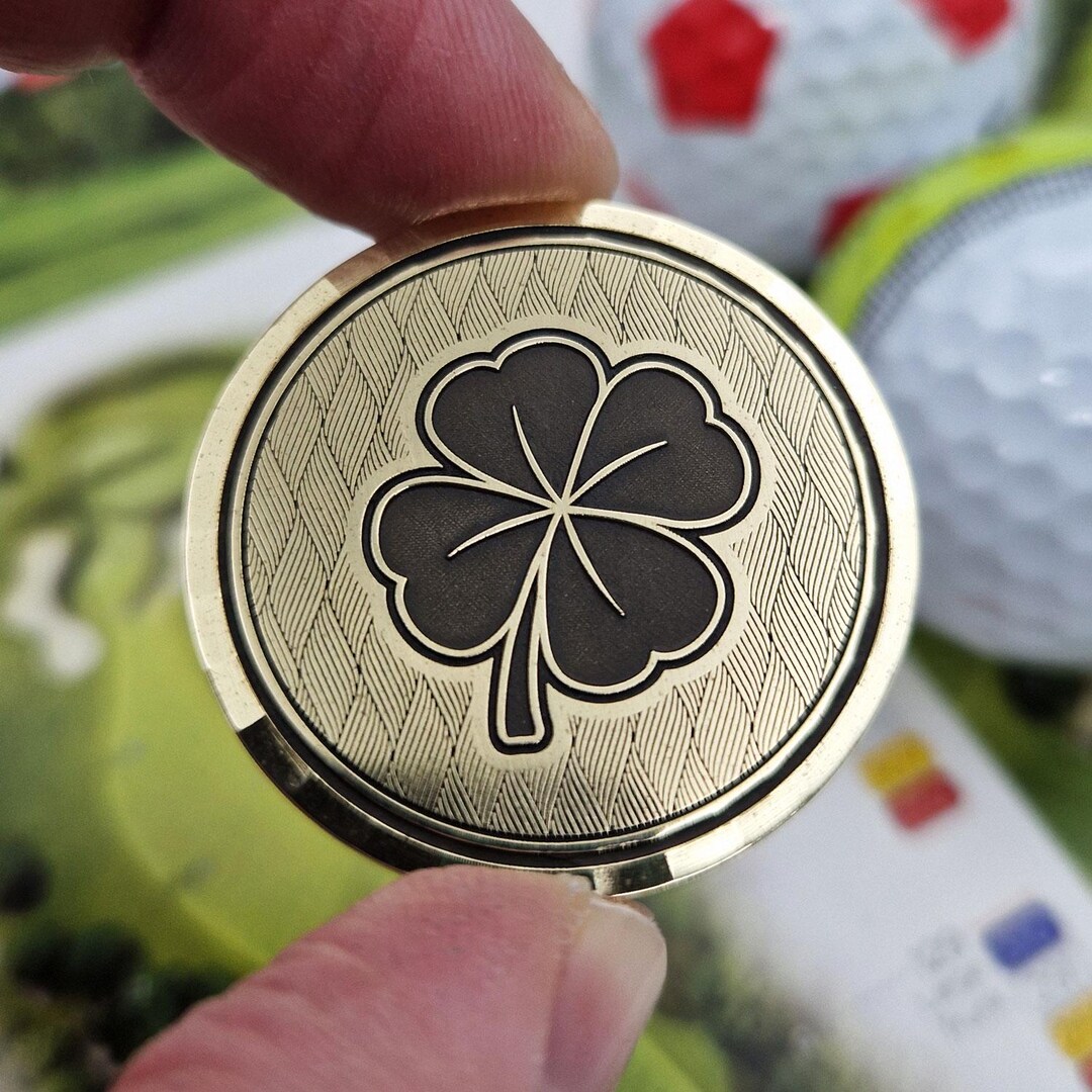 Personalised 'lucky 4 Leaf Clover' Golf Ball Marker. Solid Metal, Laser ...