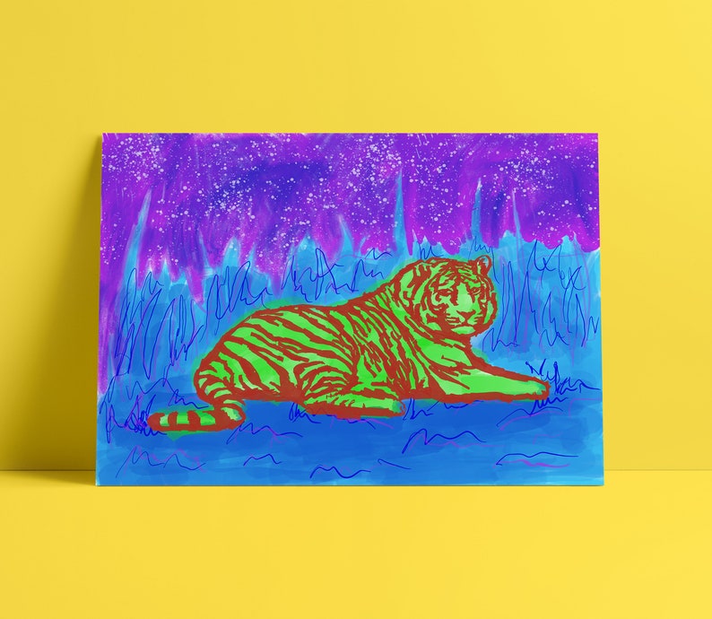 Neon Tiger Art Print - Etsy