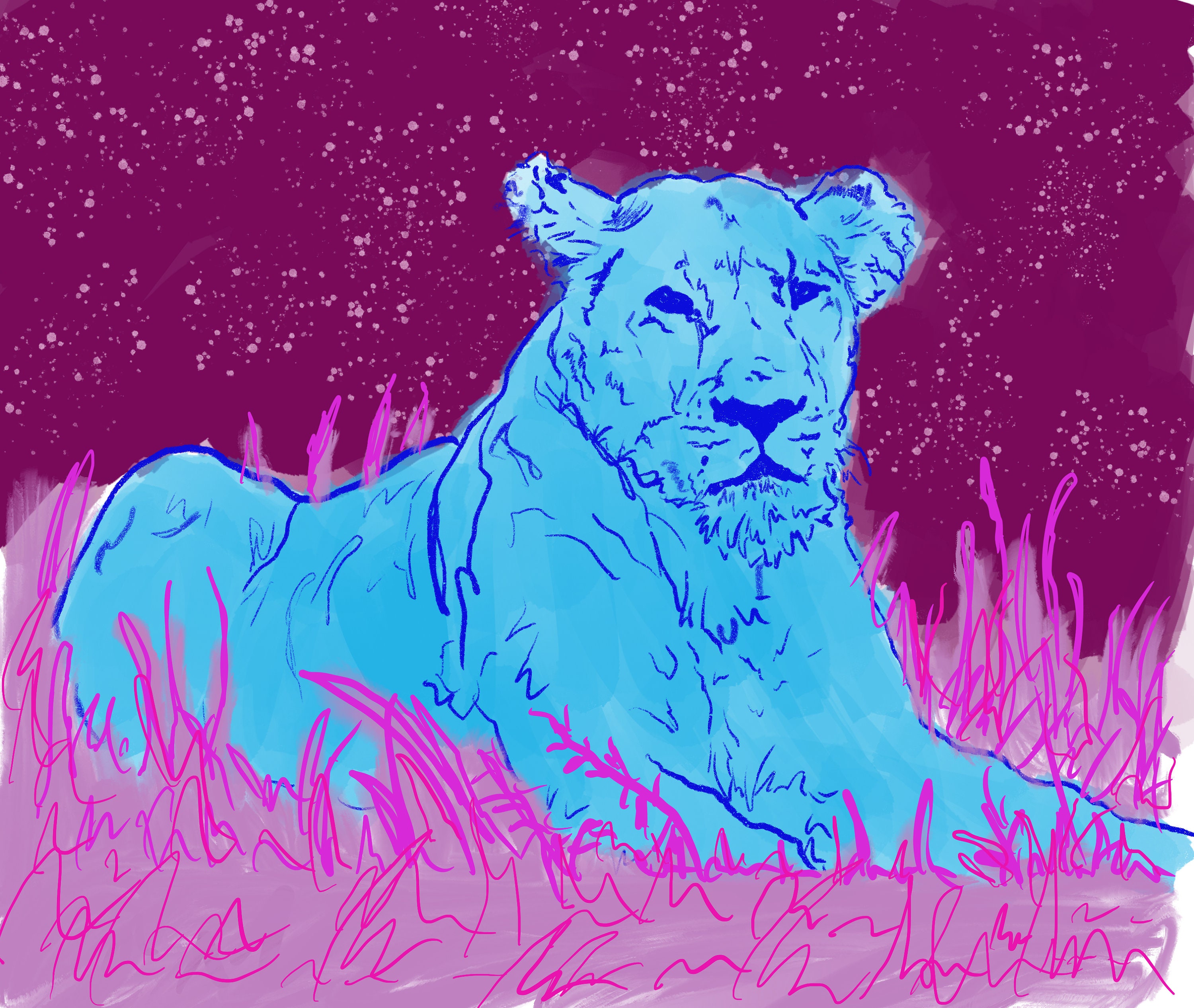 Night Lioness Art Print - Etsy