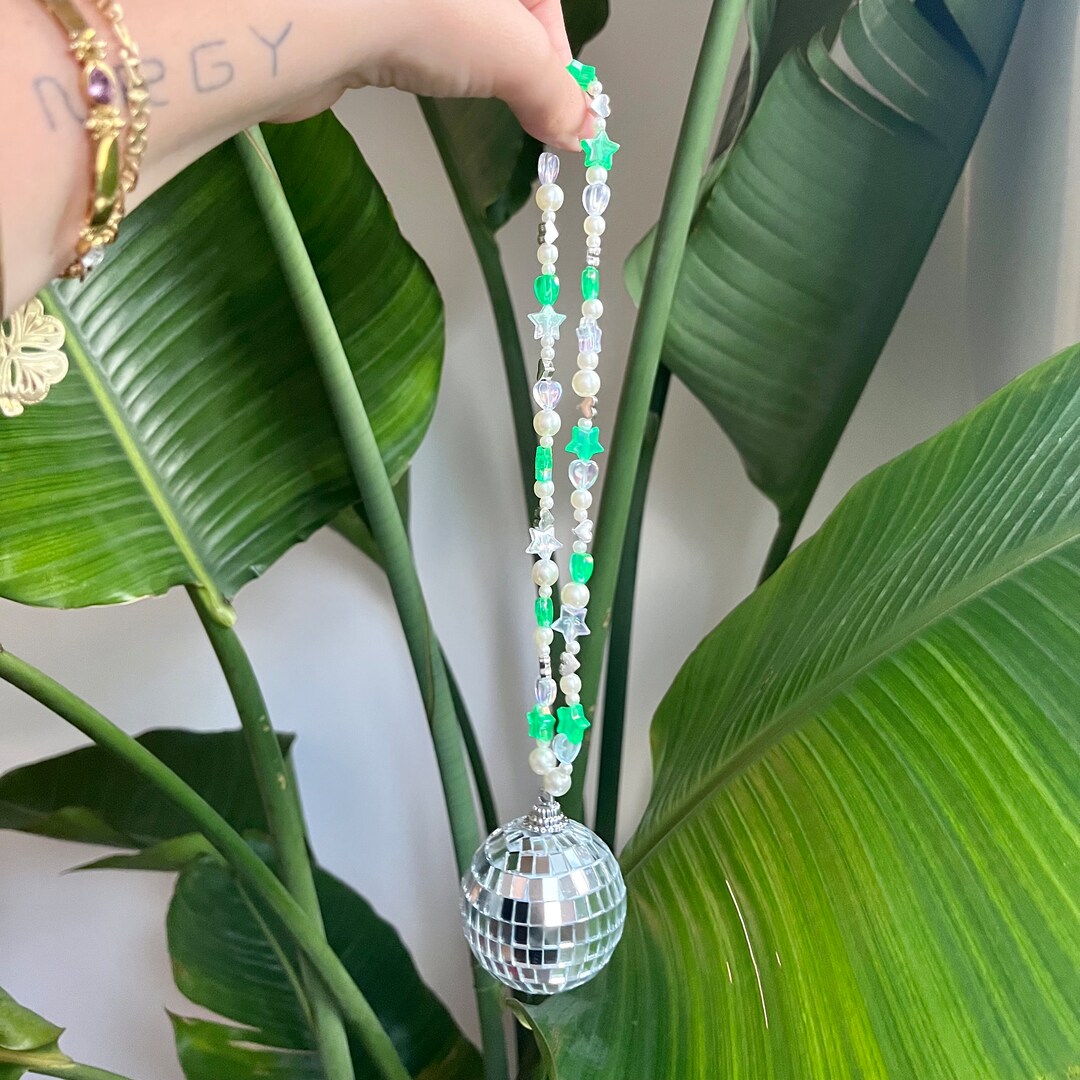 Pearly Green Porta-party Disco Ball Car Charm - Etsy