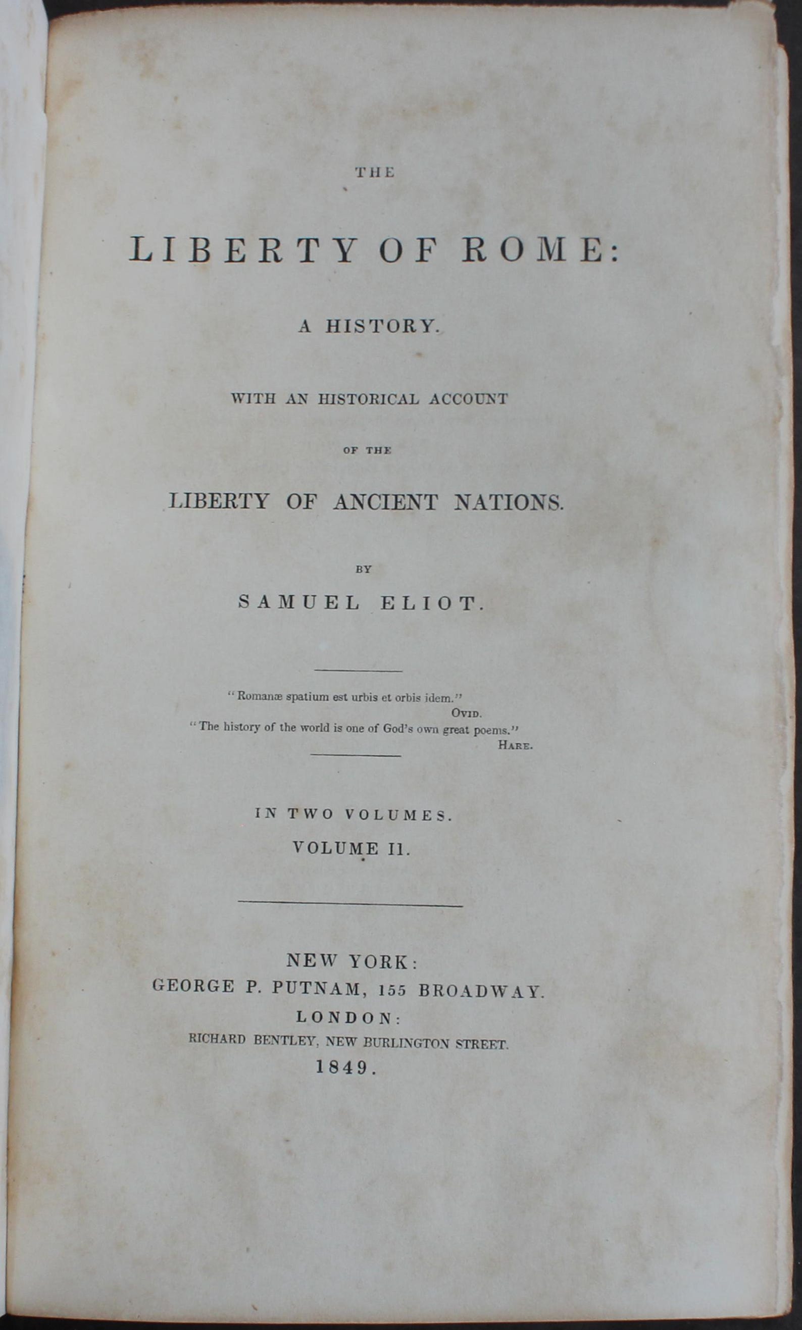 The Liberty of Rome 1849 Illustrated Rare Antique EARLY Victorian Old ...