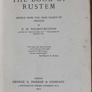 The Book of Rostam 1913 Illustrated Rare Antique Old Book Mythic Hero ...