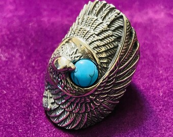 Green Turquoise Eagle Ring - Etsy