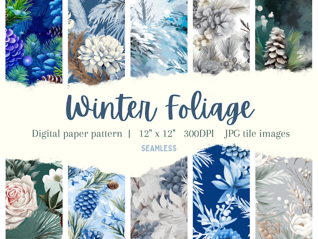 Seamless Frosty Winter Foliage Christmas Crafting Pattern Digital ...