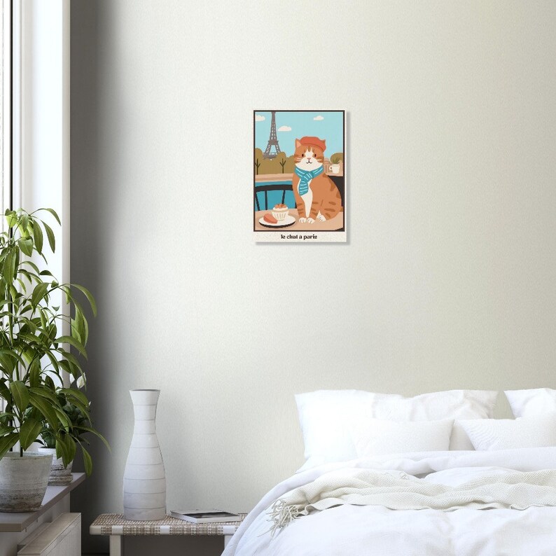 Le Chat Kitten Cat in Paris Nursery Cute French Kids High Contrast ...