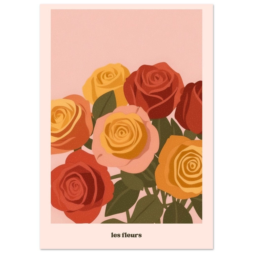 Les Fleurs Block Art Parisian Roses Flowers High Contrast Art Print ...