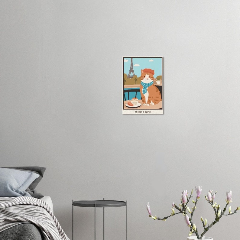 Le Chat Kitten Cat in Paris Nursery Cute French Kids High Contrast ...