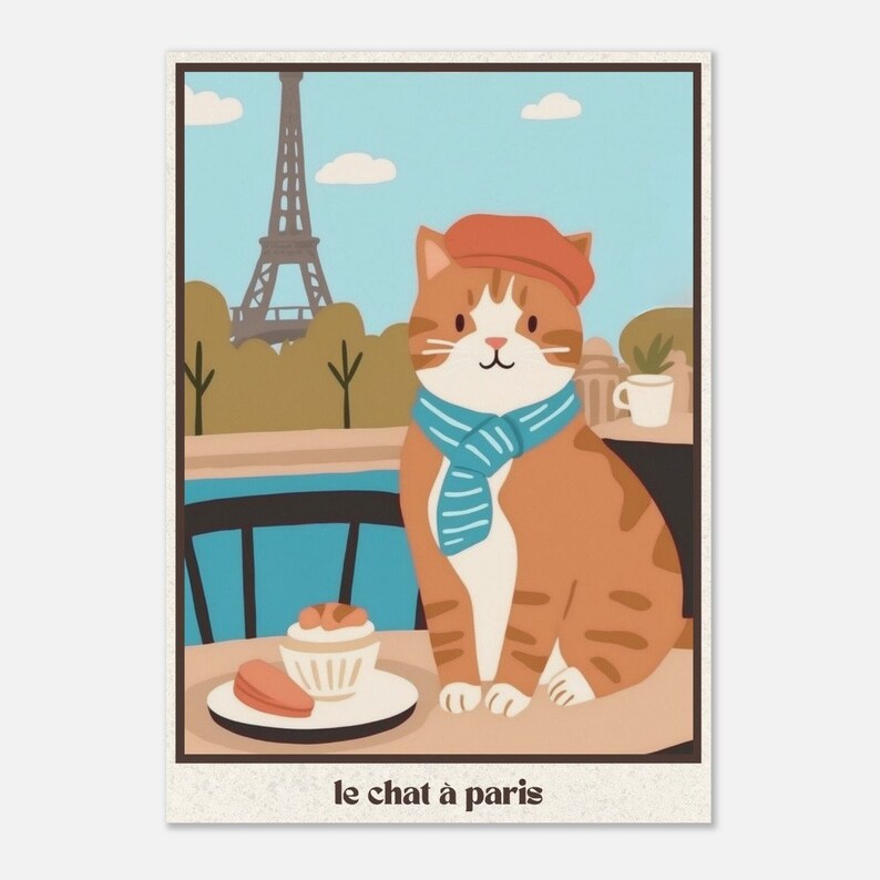 Le Chat Kitten Cat in Paris Nursery Cute French Kids High Contrast ...