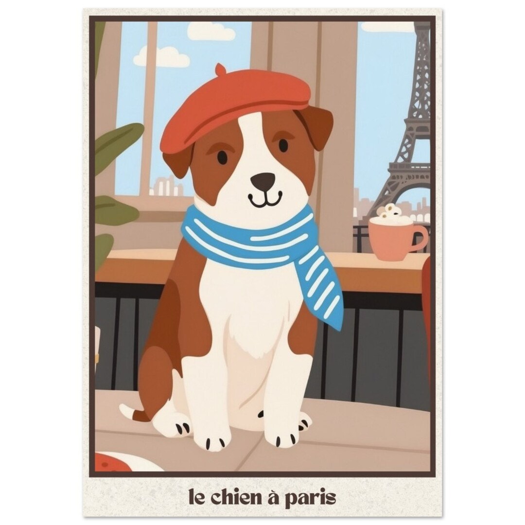 Le Chien Puppy Dog in Paris Nursery Cute French Kids High Contrast ...