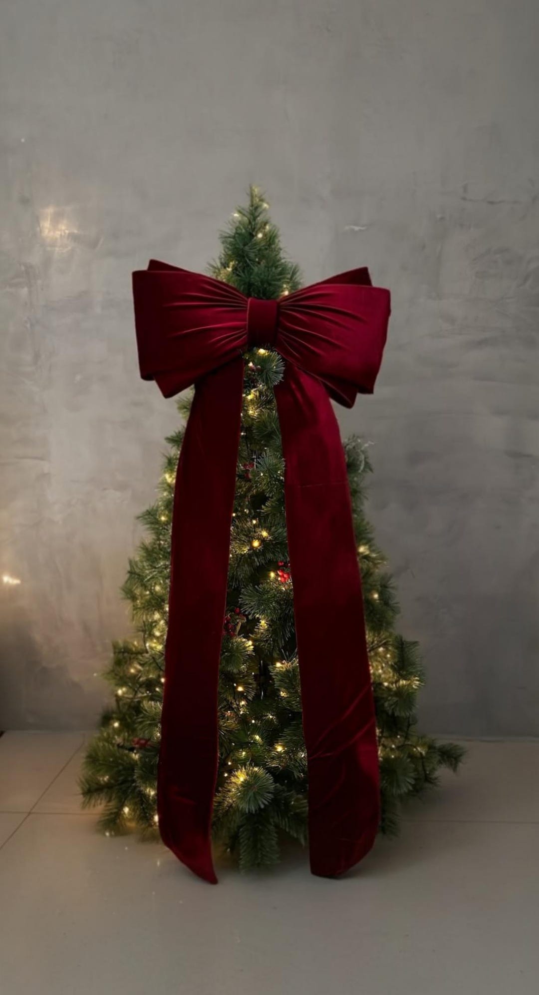 Large Burgundy Velvet Christmas Bow / Tree Topper / Party Oversized Bow ...