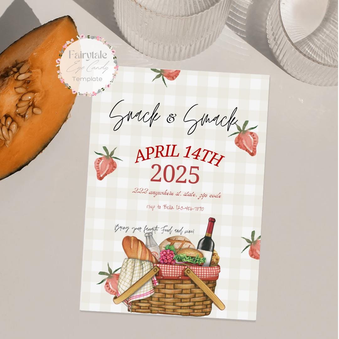 Editable Food Party Invitation Template Picnic Gathering Printable E ...