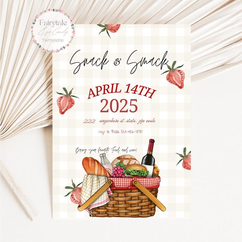 Editable Food Party Invitation Template Picnic Gathering Printable E ...