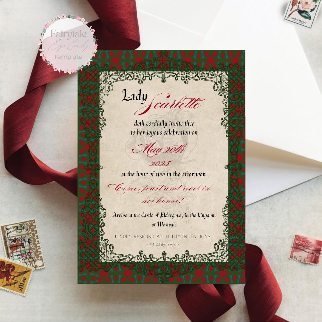 Medieval Invitation Digital Template Editable Renaissance Party Invite ...