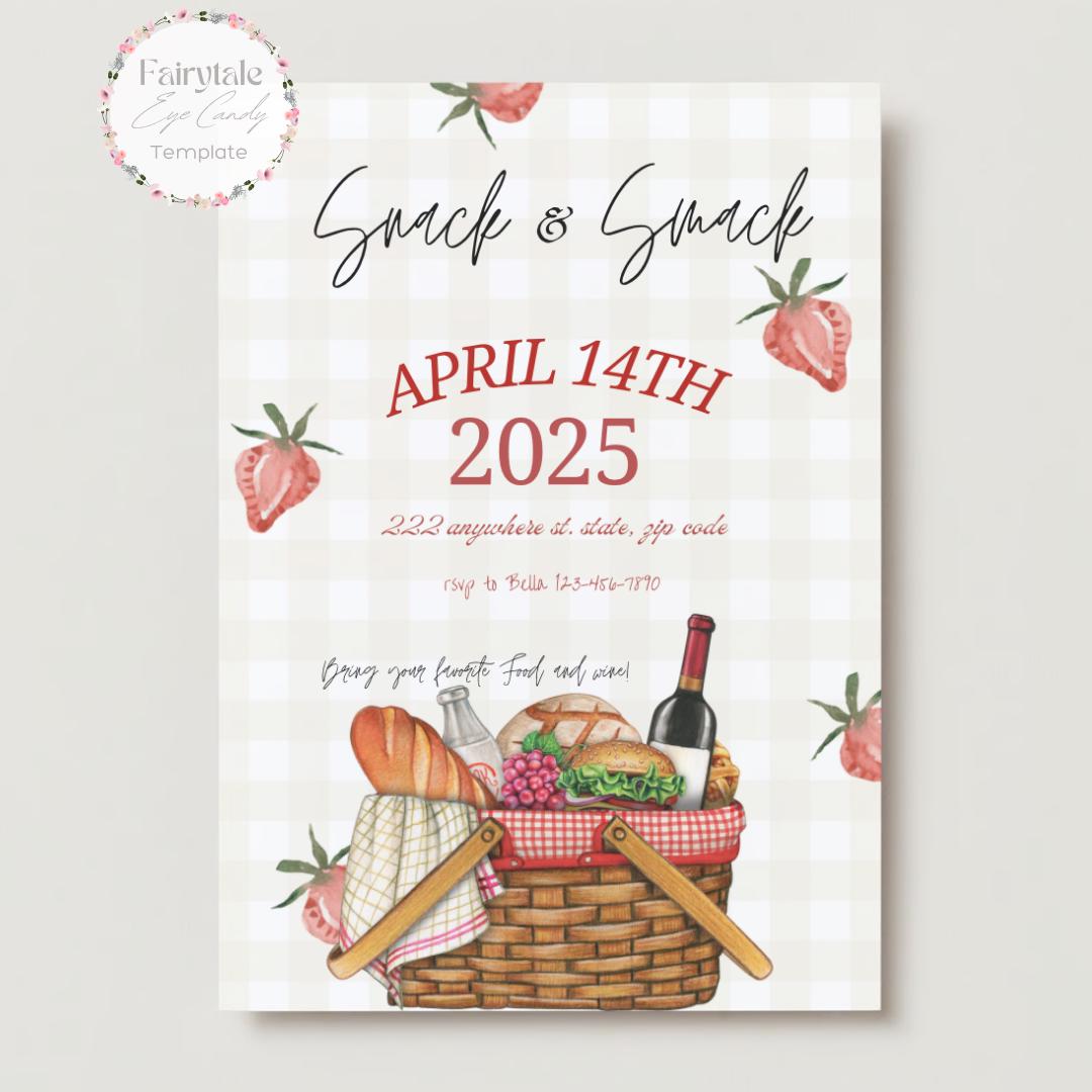 Editable Food Party Invitation Template Picnic Gathering Printable E ...