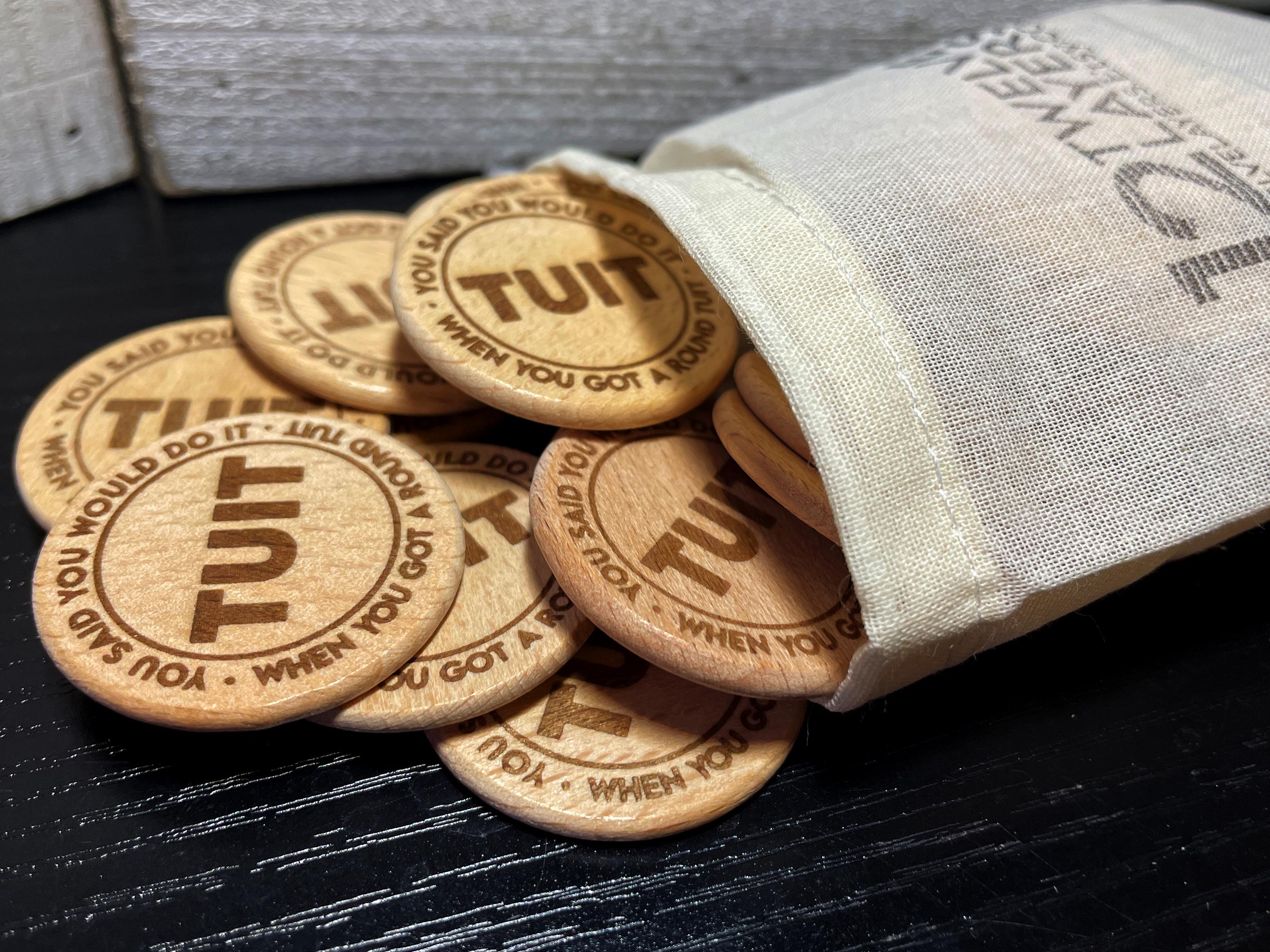 Round TUIT Wooden Tokens (25): Engraved Novelty Coins - Etsy