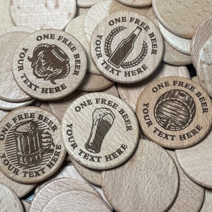 Personalized Free Beer Wood Drink Tokens - Etsy