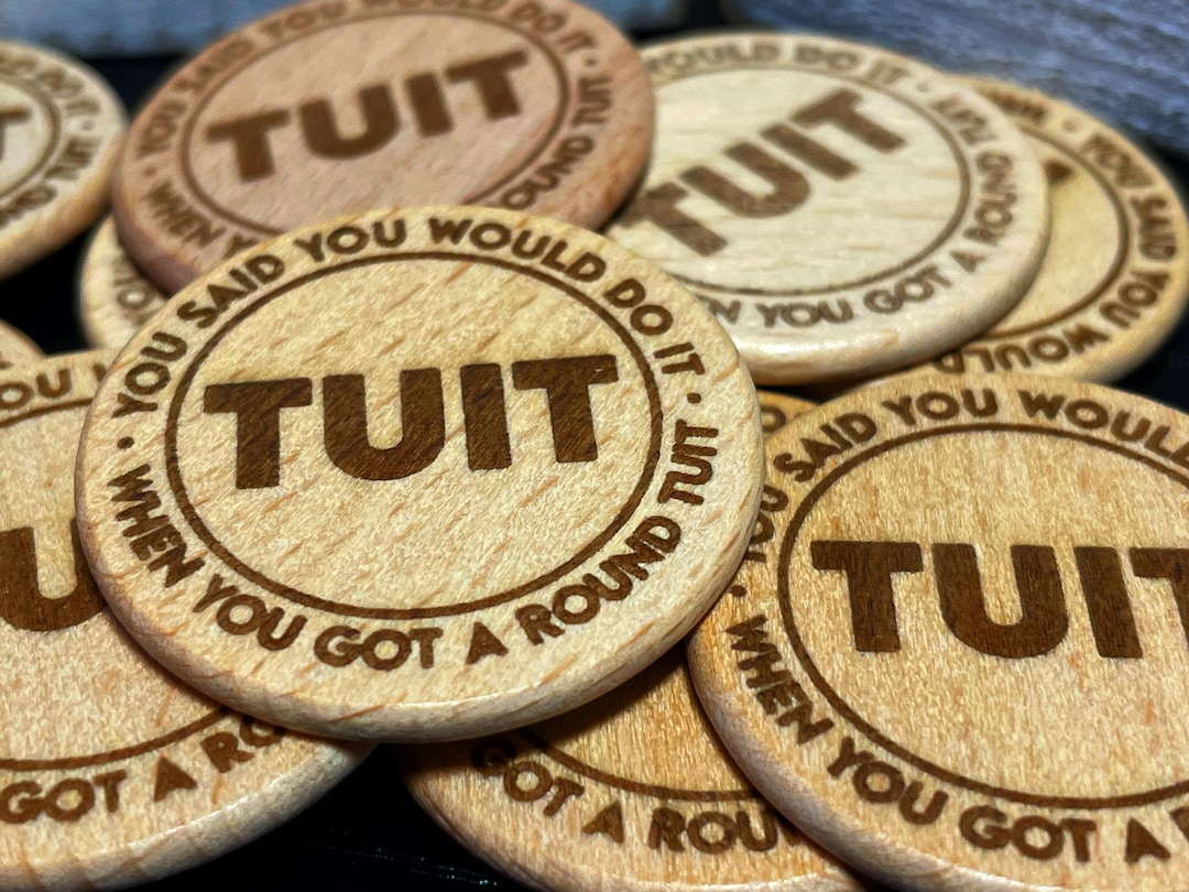 Round TUIT Wooden Tokens (25) | 1.5" Engraved Wood Coins | You Said You ...