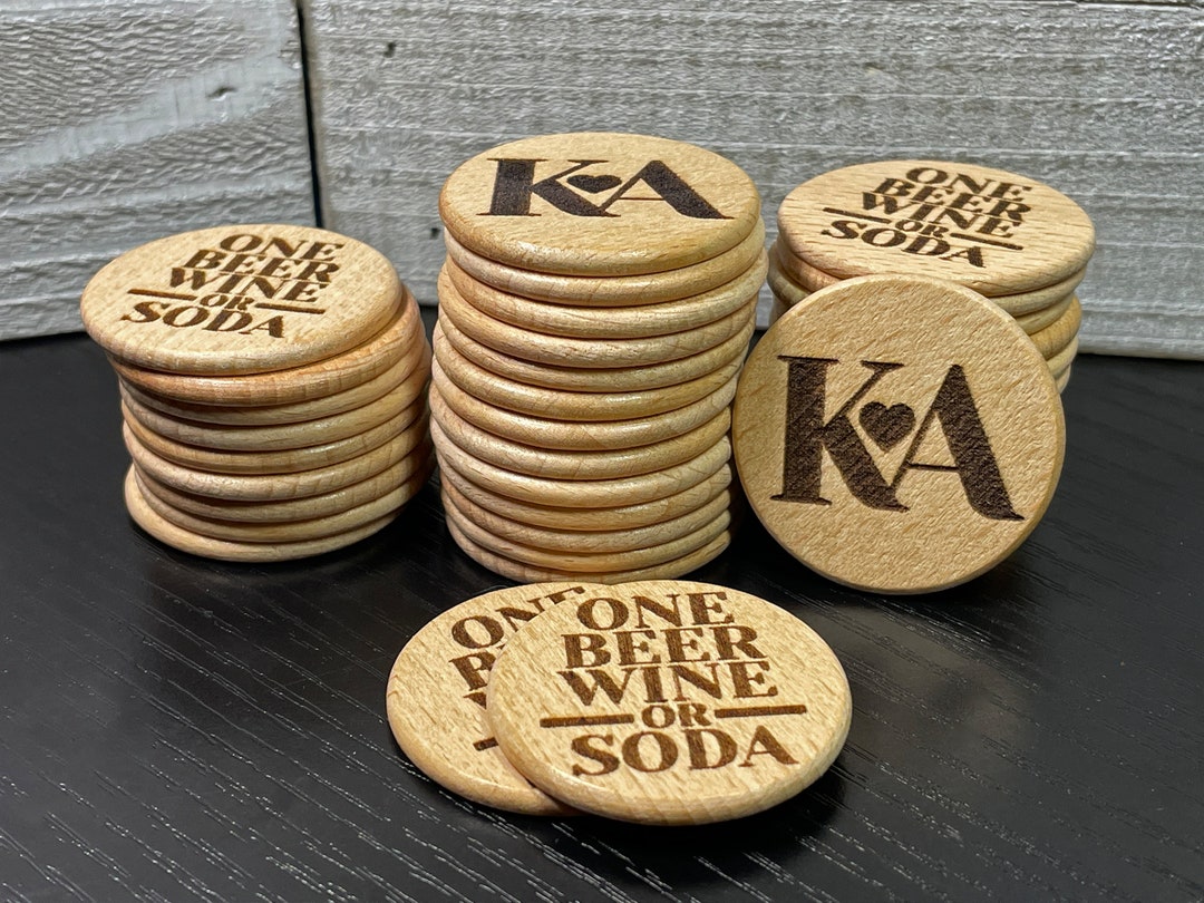 Personalized Wedding Drink Tokens | 1 or 2-sided | 1.5" Diameter ...