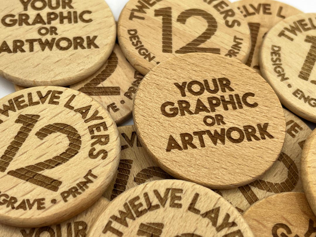 Custom Engraved Wood Tokens | Personalized Business Logo Wooden Coins ...