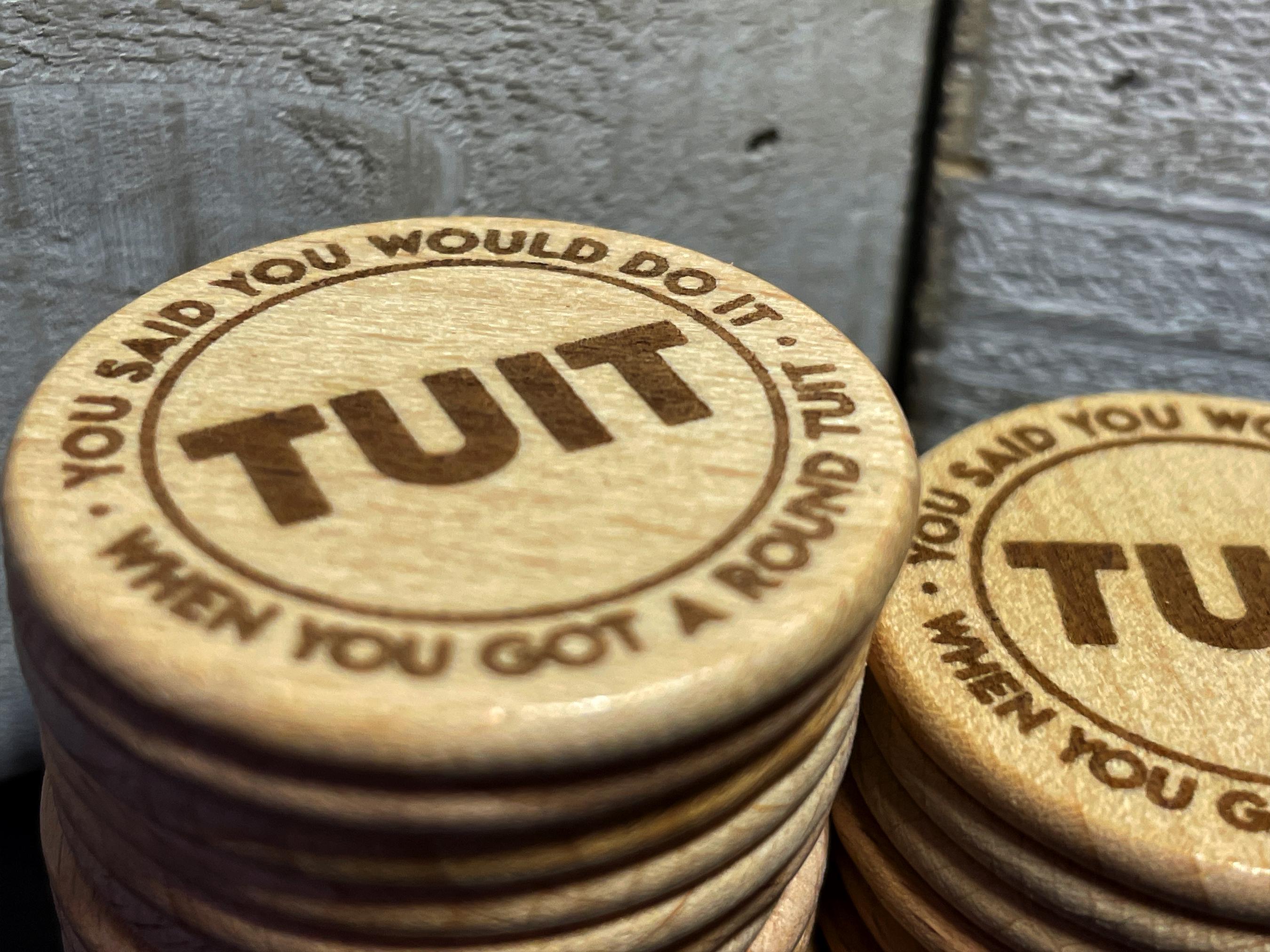 Round TUIT Wooden Tokens (25): Engraved Novelty Coins - Etsy