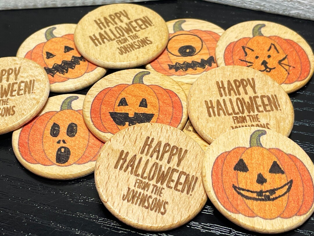 Jack 'O Lantern Wood Tokens Draw Your Own Face Kids Halloween Craft ...