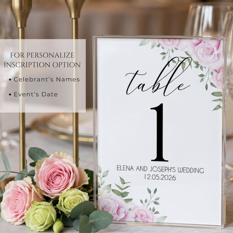 Wedding Table Numbers 1-25 | Pink Floral Table Numbers | Blush Rose ...