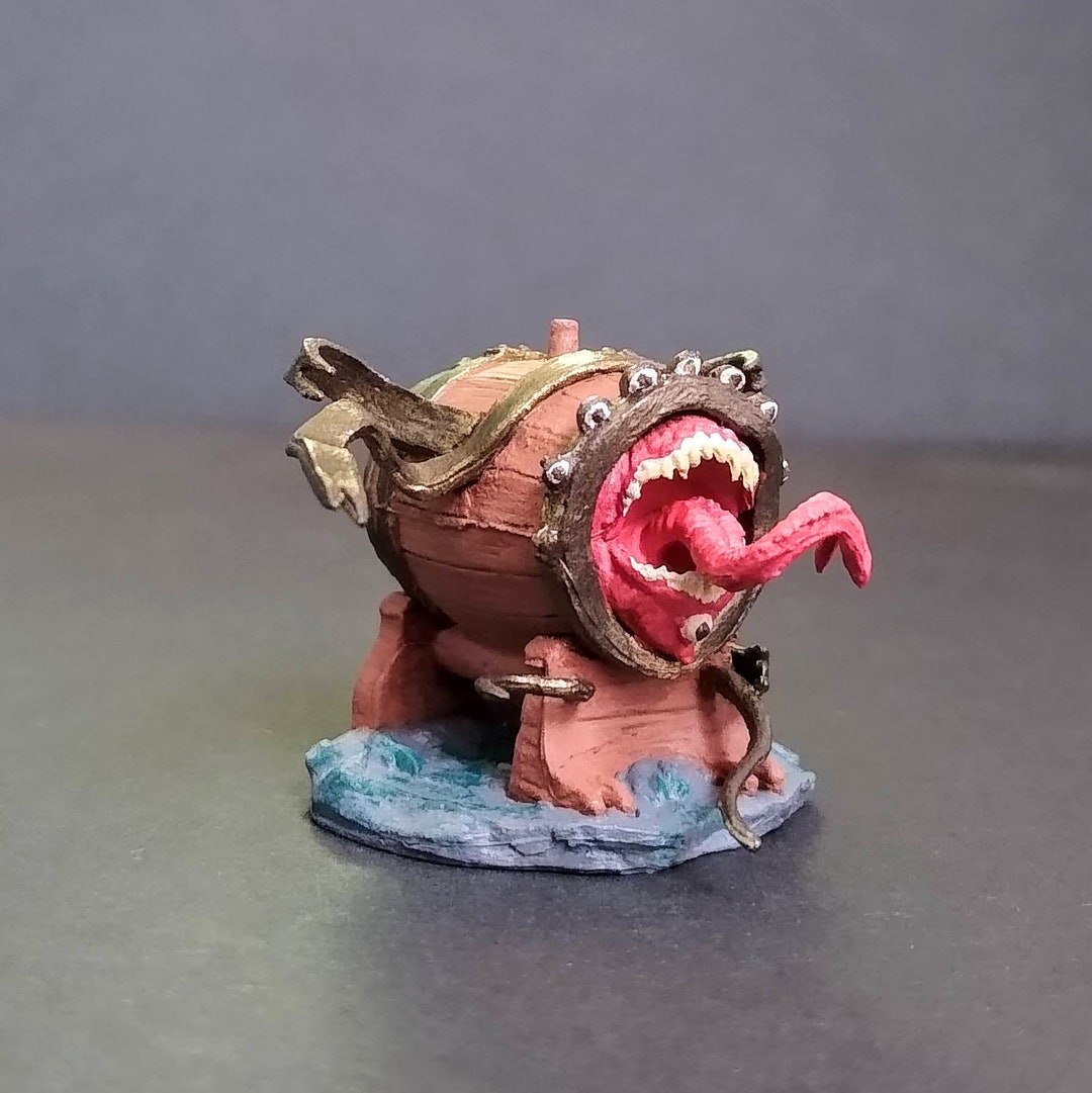 Mimic Barrel Red Tongue / Dungeons y Dragones Pintados a Mano Miniatura ...