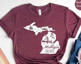 Travel Map Michigan - Etsy