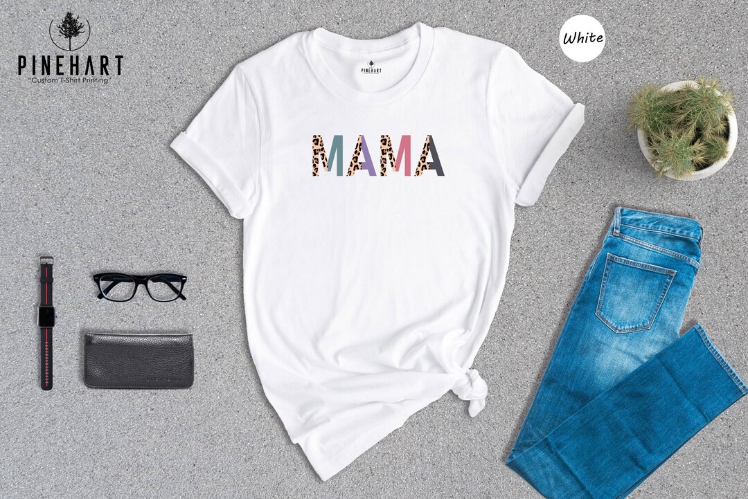 Mama Shirt Retro Leopard Print Tee: Bold Patterned Design - Soft Cotton ...