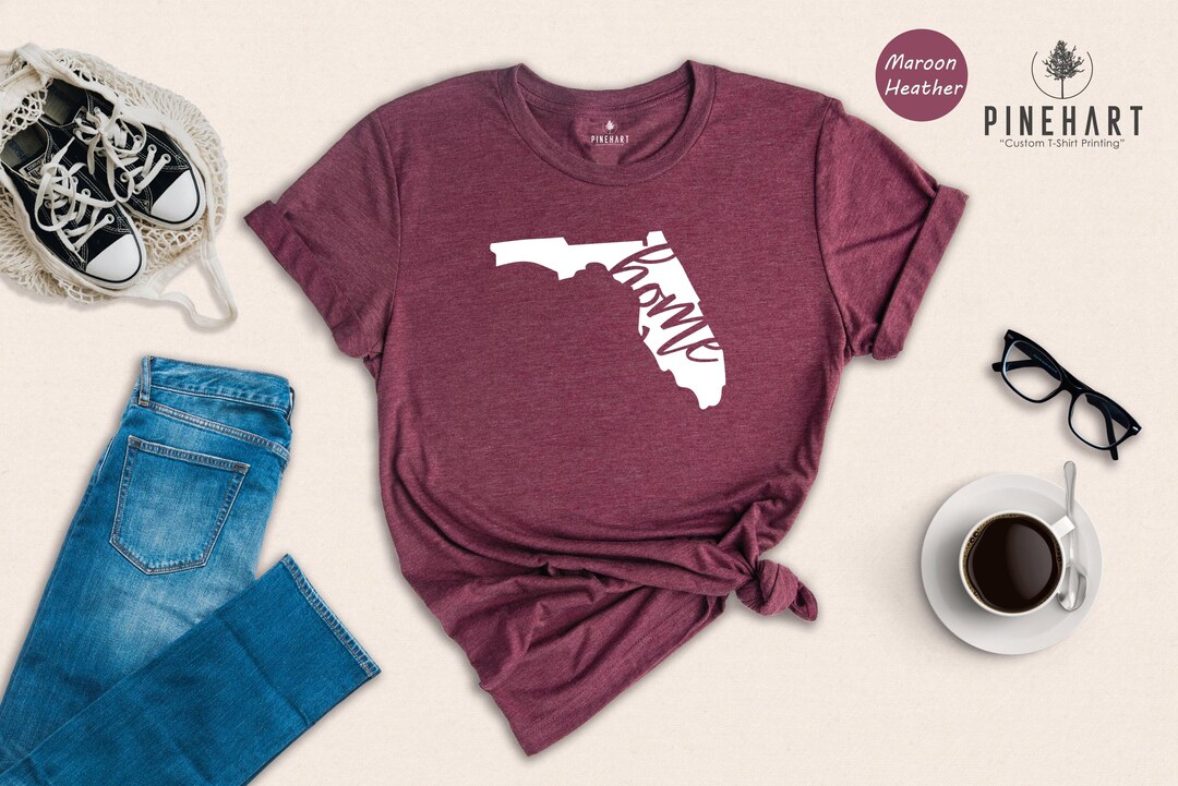Florida Map Shirt Travel Tee, Soft Cotton Blend (unisex S-XXL, Vibrant ...