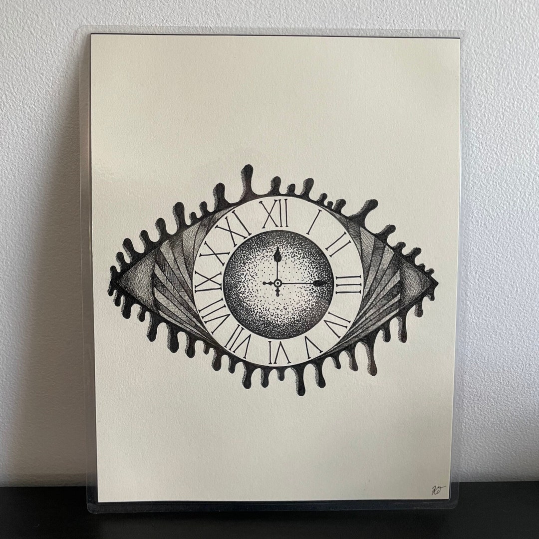 Hand Drawn Eye Clock Poster: Laminated Dorm Decor (8x11 Inch) - Etsy