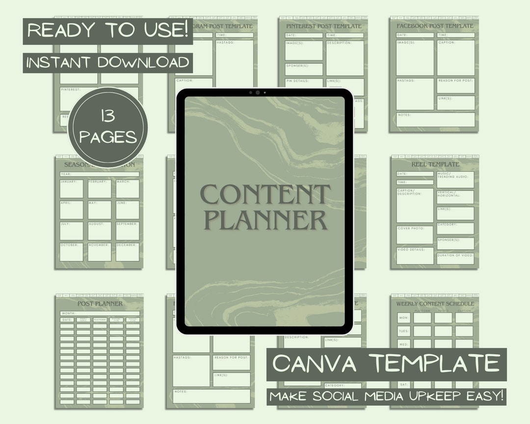 Social Media Content Planner: Canva Template (digital Download) - Etsy