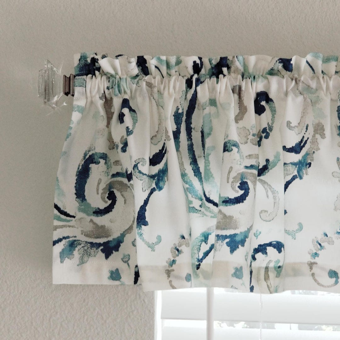 Blue and White Valance Curtain, Window Treatment - Etsy