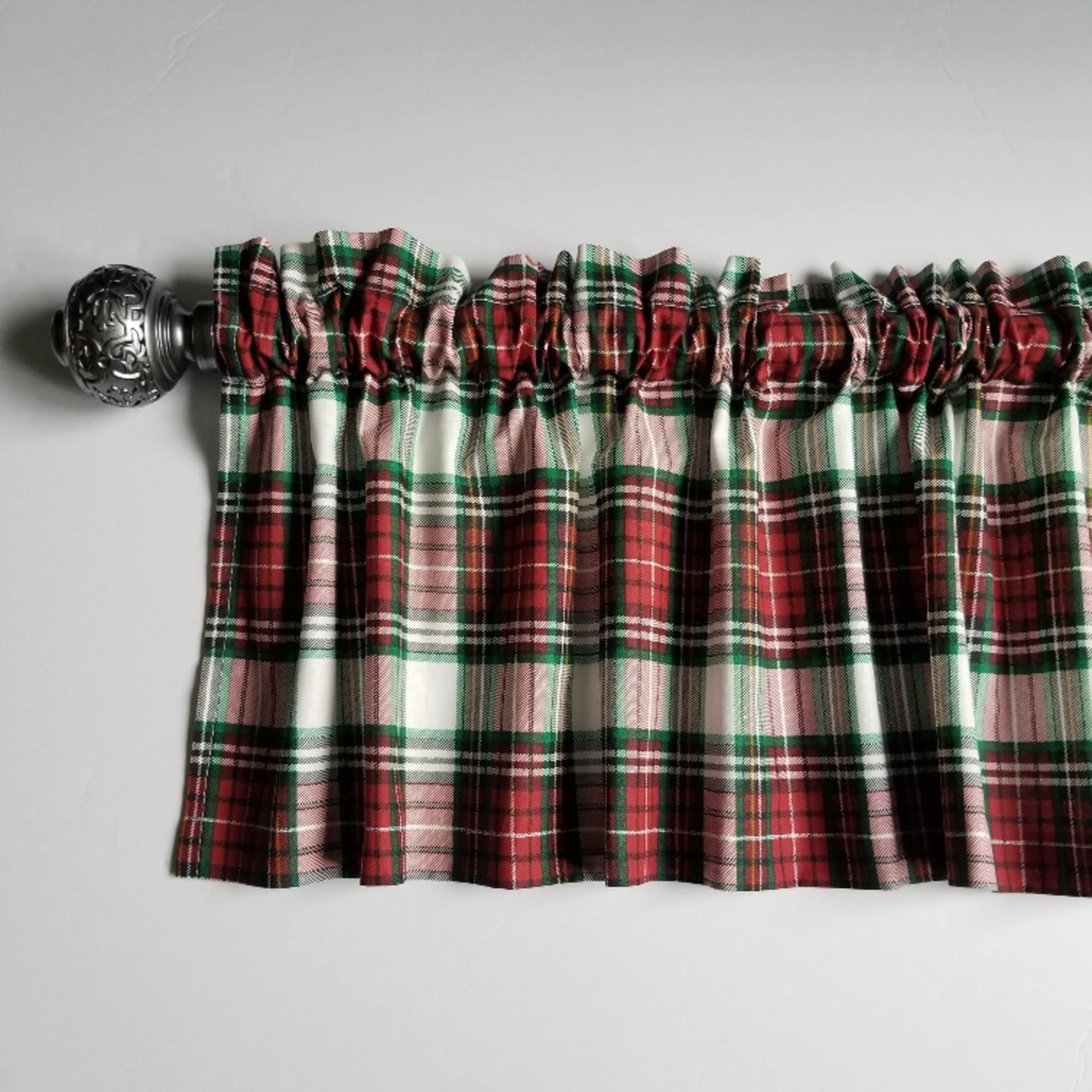 Plaid Valance Red Plaid Valance Holiday Window Curtain Home Decor ...