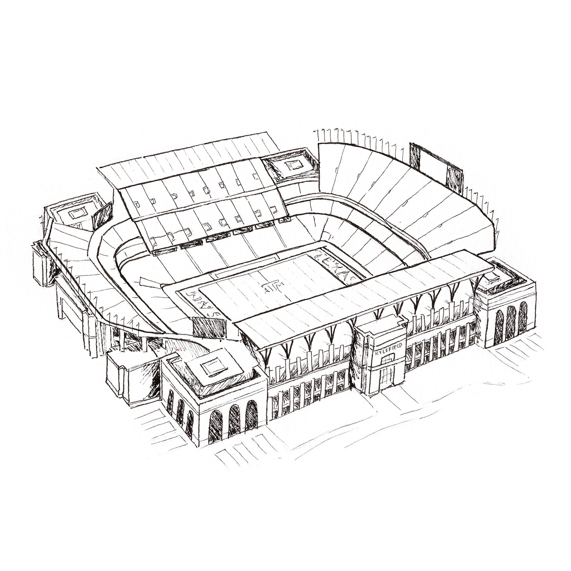 Texas A&M Kyle Field Watercolor Print Aggie Sports Fan, Stiff Arm ...