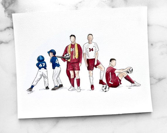 Athlete Sports Gift Watercolor Portrait Custom Hand Painted - Etsy