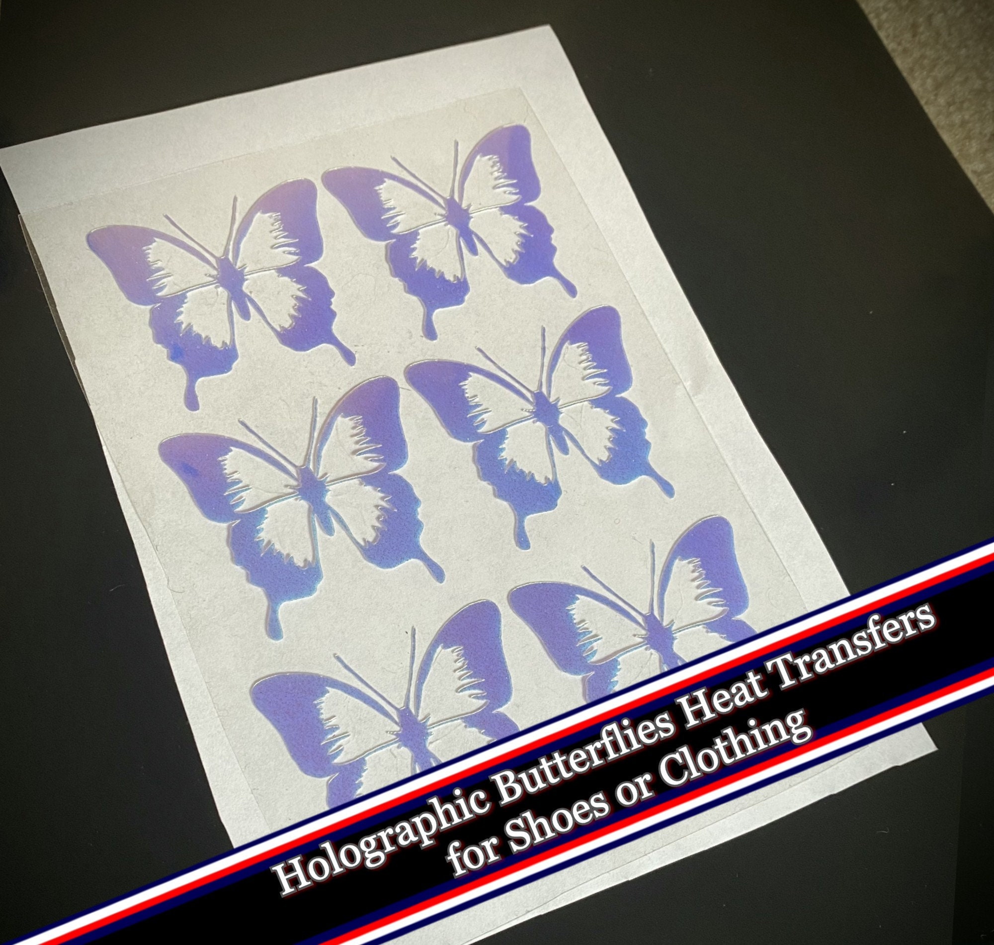 Holographic Butterflies Vinyl Heat Transfers Perfect for Shoes | Etsy