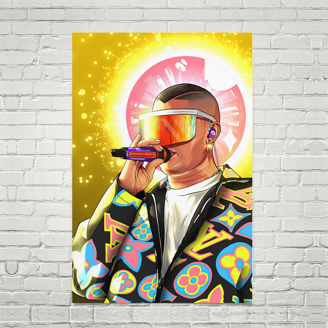 Bad Bunny Poster Bad Bunny art print Bad Bunny canvas Bad | Etsy