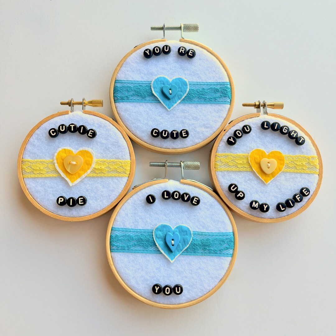 Mini Button Conversation Heart 3-inch Hoop Wall Hangings - Etsy