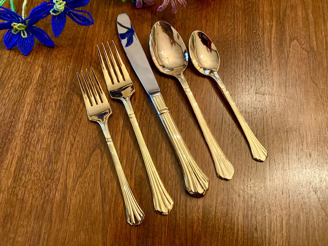 Retroneu Korea CENTURY Gold Electroplated Stainless Five-piece Place ...