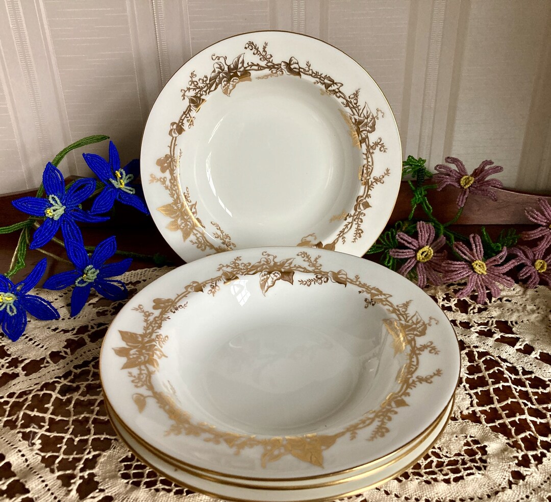 Minton LOTHIAN GOLD H 4978 Set of Four Rim Soup Bowls - Etsy